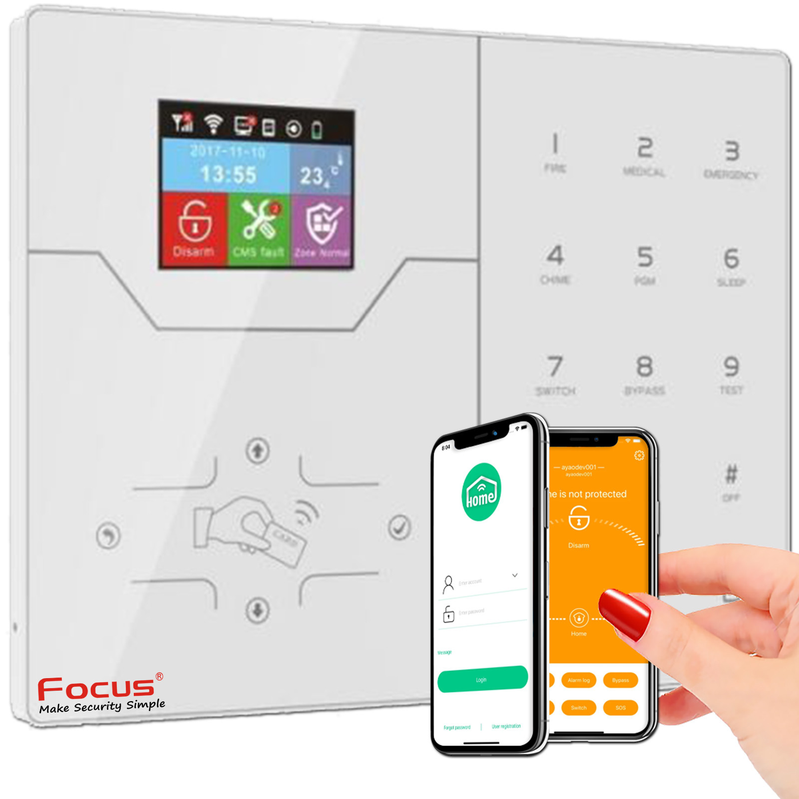 Système d'alarme connecté Meian FOCUS HA-VGT Ethernet GSM 433 MHz ...