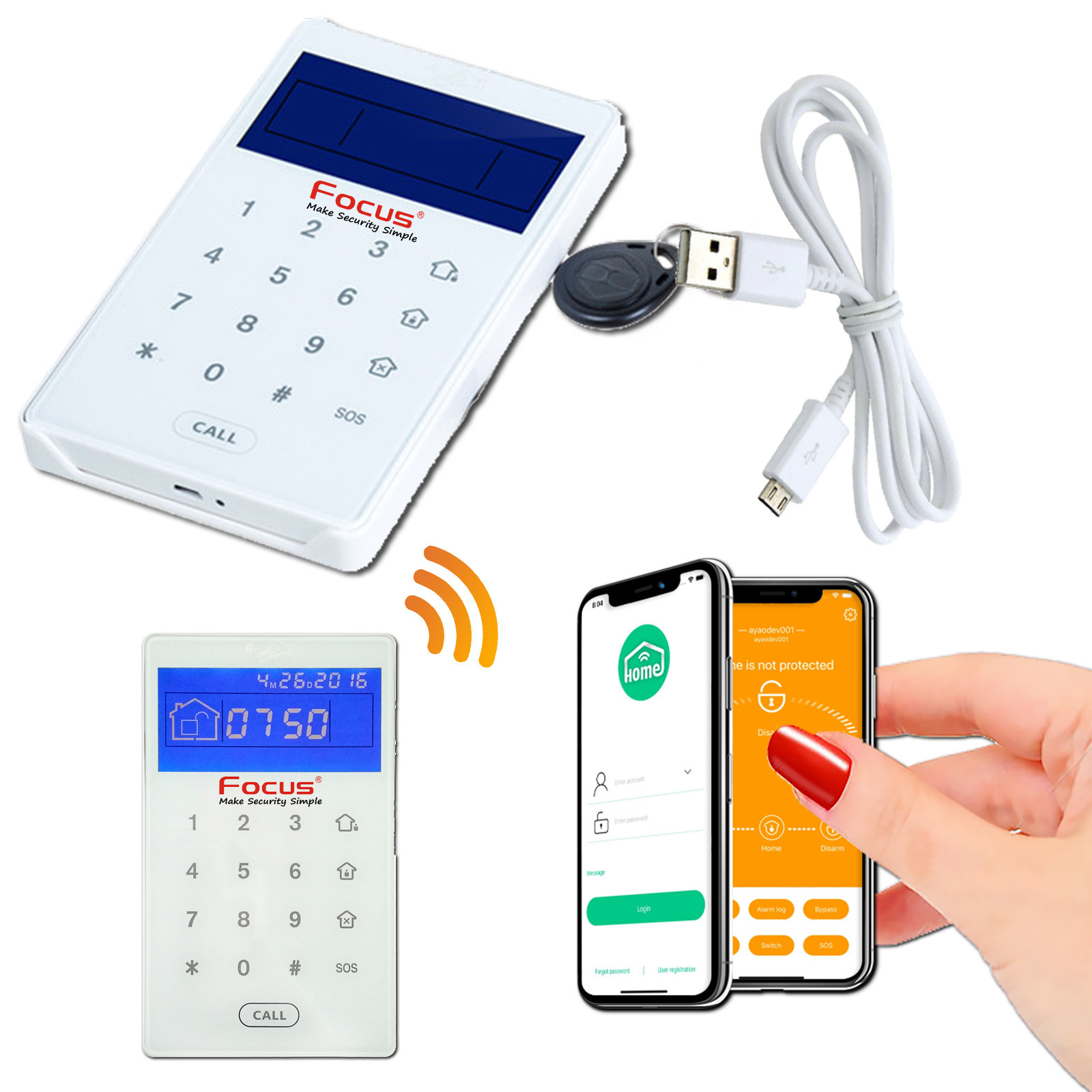 Système de sécurité connecté PB503-R 433MHz GSM Clavier sans fil tactile